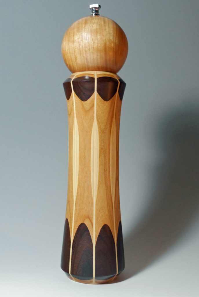Segmented stave pepper mills turned from cherry, walnut, maple, and ...